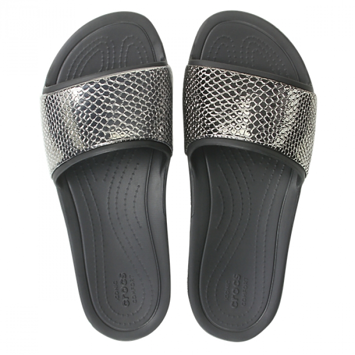 Women’s Crocs Sloane Metallic Texture Slide - Wellbie